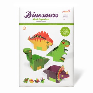 Dinosaurs Desk Organizers - DIY Papercraft Kit - 4 Desk Dinosaurs - Etsy