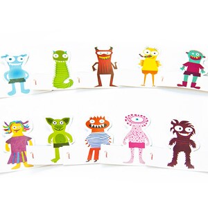 10 Monsters Paper Finger Puppets PRINTABLE PDF Toy DIY Craft Kit Paper ...
