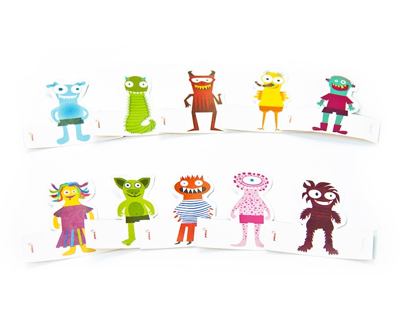 10 Monsters Paper Finger Puppets PRINTABLE PDF Toy DIY - Etsy