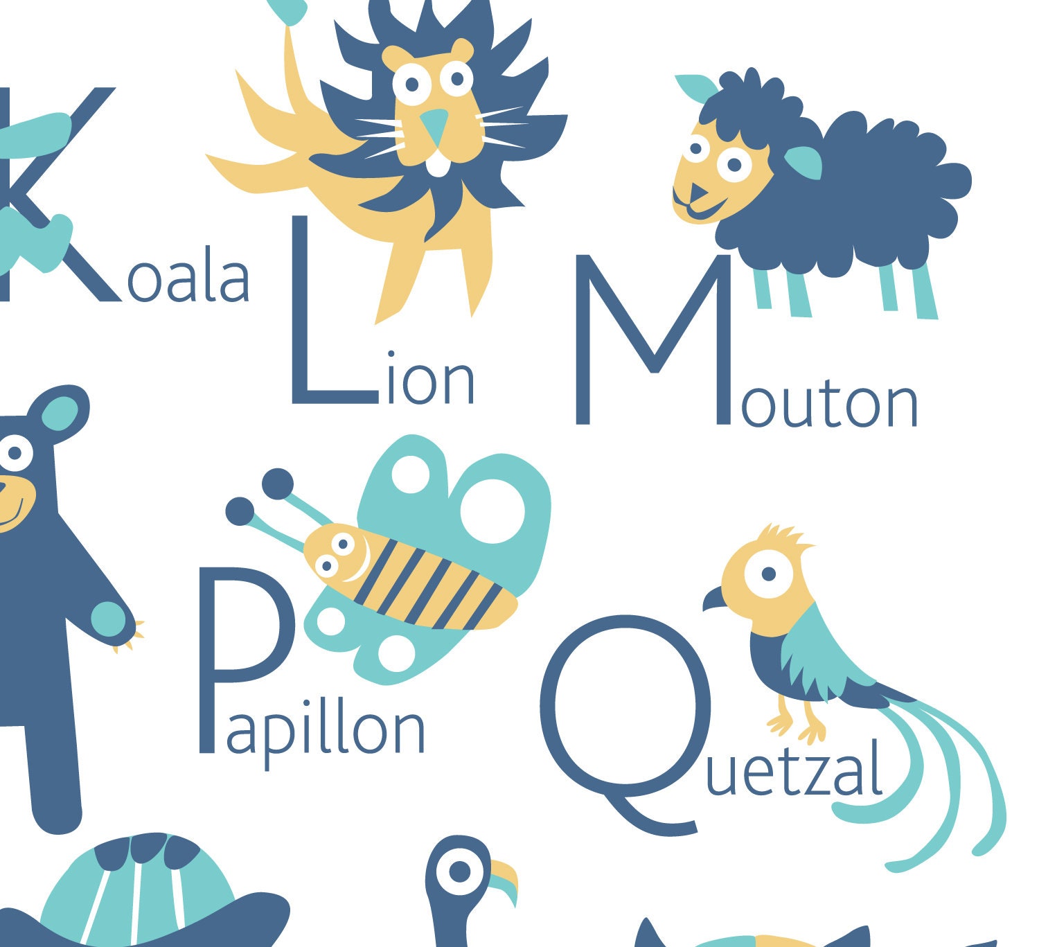 FRENCH Alphabet Poster With Animals From A to Z BIG POSTER - Etsy Canada