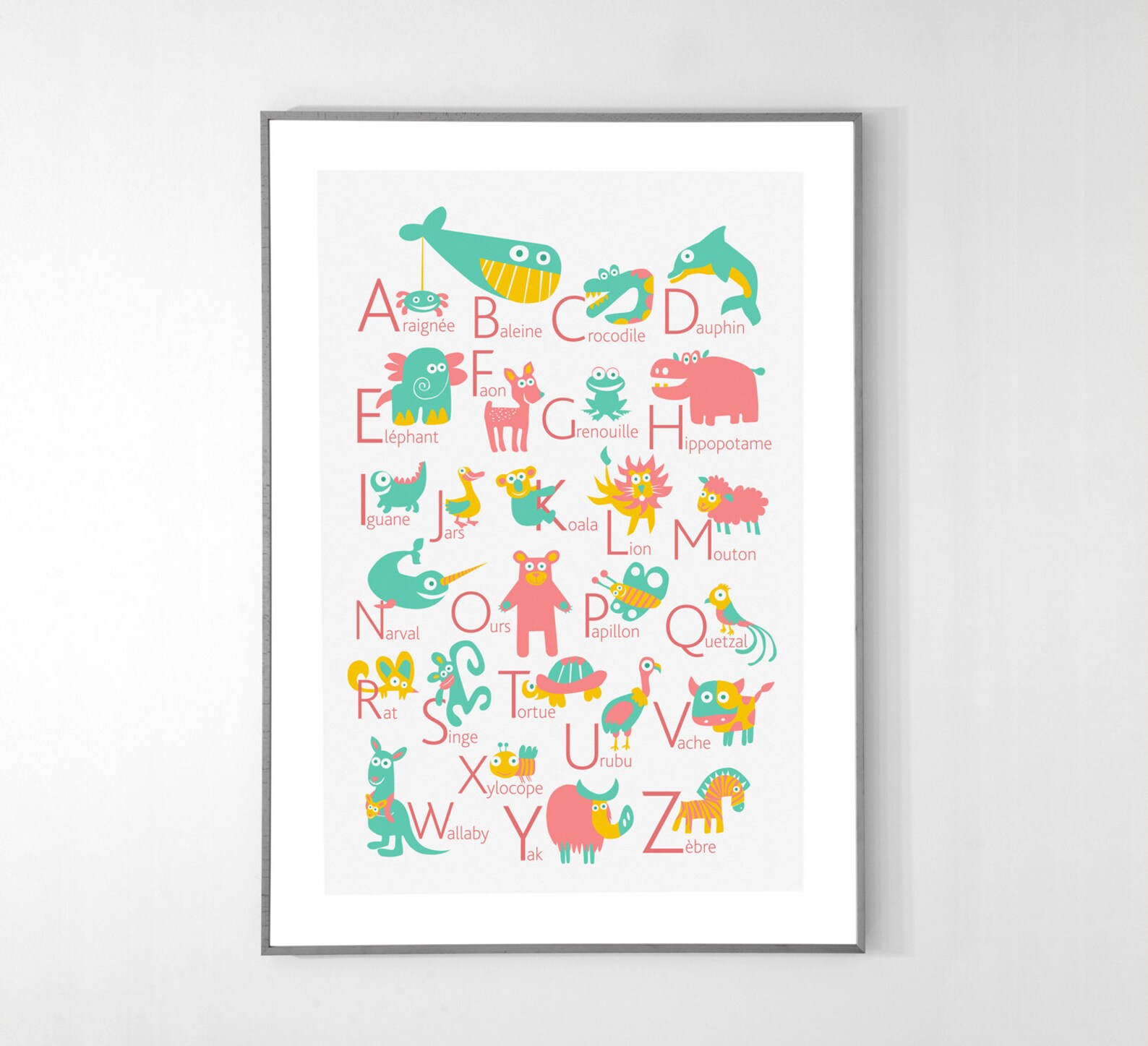 FRENCH Alphabet Poster With Animals From A to Z BIG POSTER - Etsy