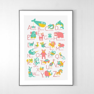 FRENCH Alphabet Poster With Animals From A to Z, BIG POSTER 13x19 ...