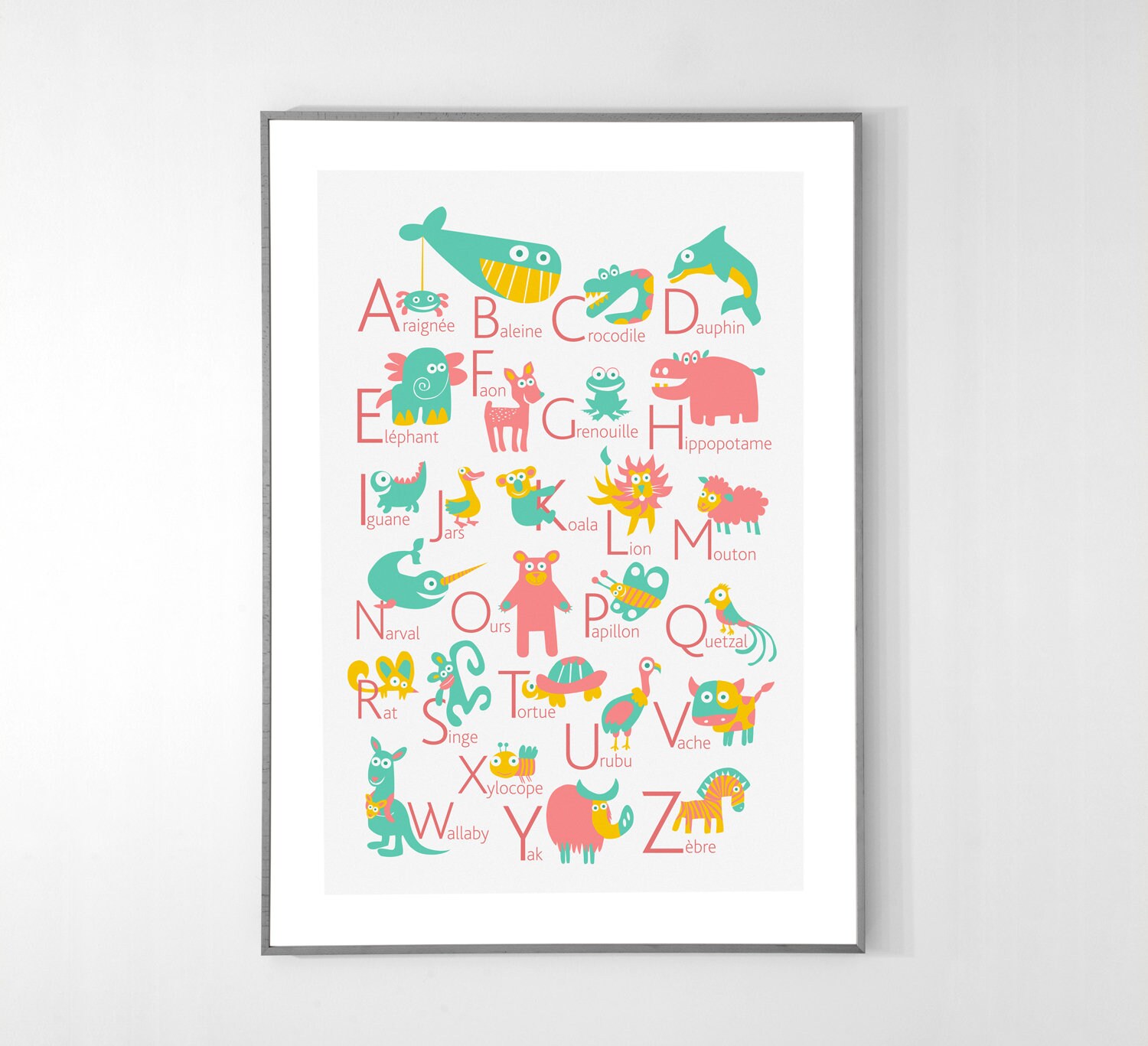 FRENCH Alphabet Poster With Animals From A to Z BIG POSTER - Etsy Canada