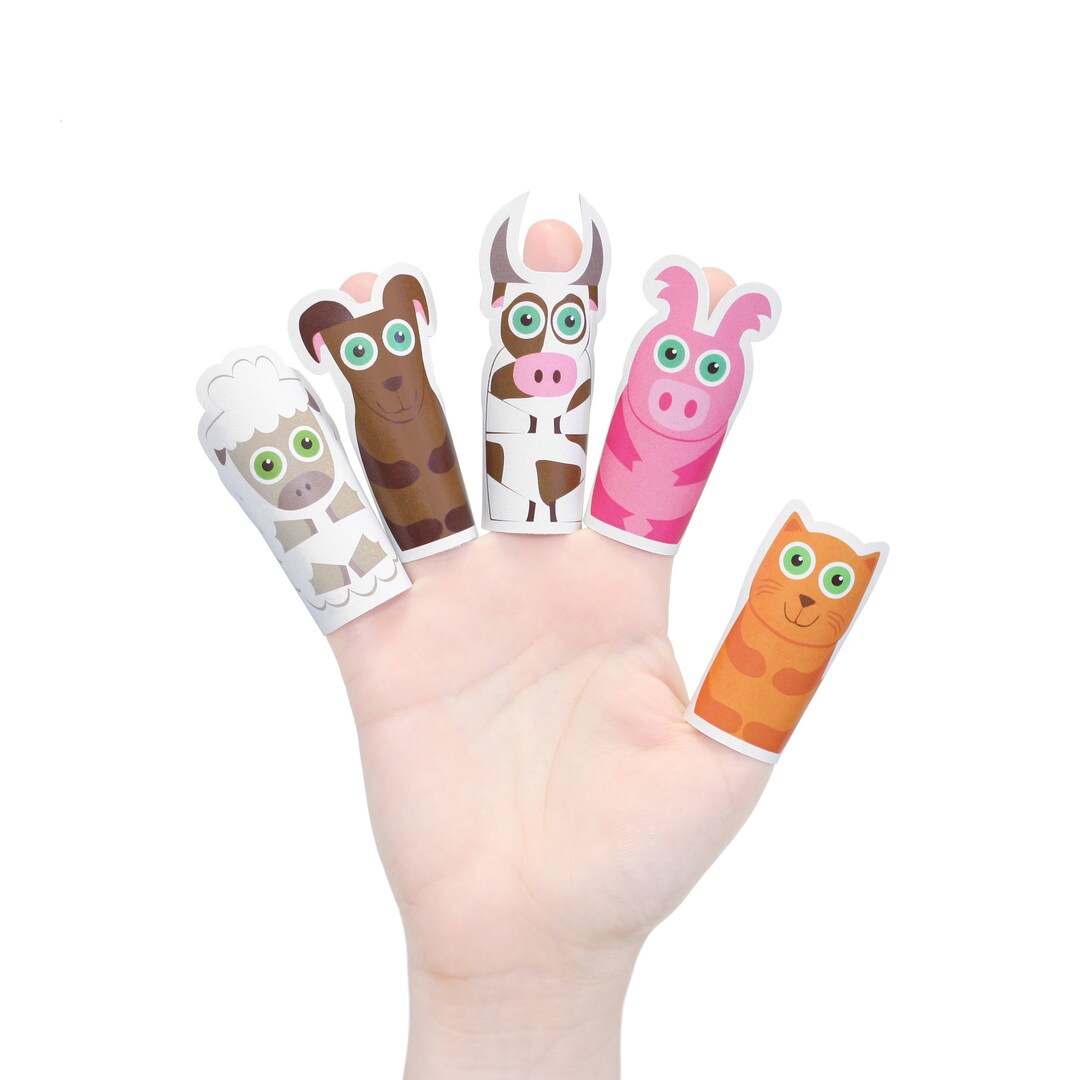 Animals Paper Finger Puppets - DIY Craft Kit Paper Toy - Birthday Party ...