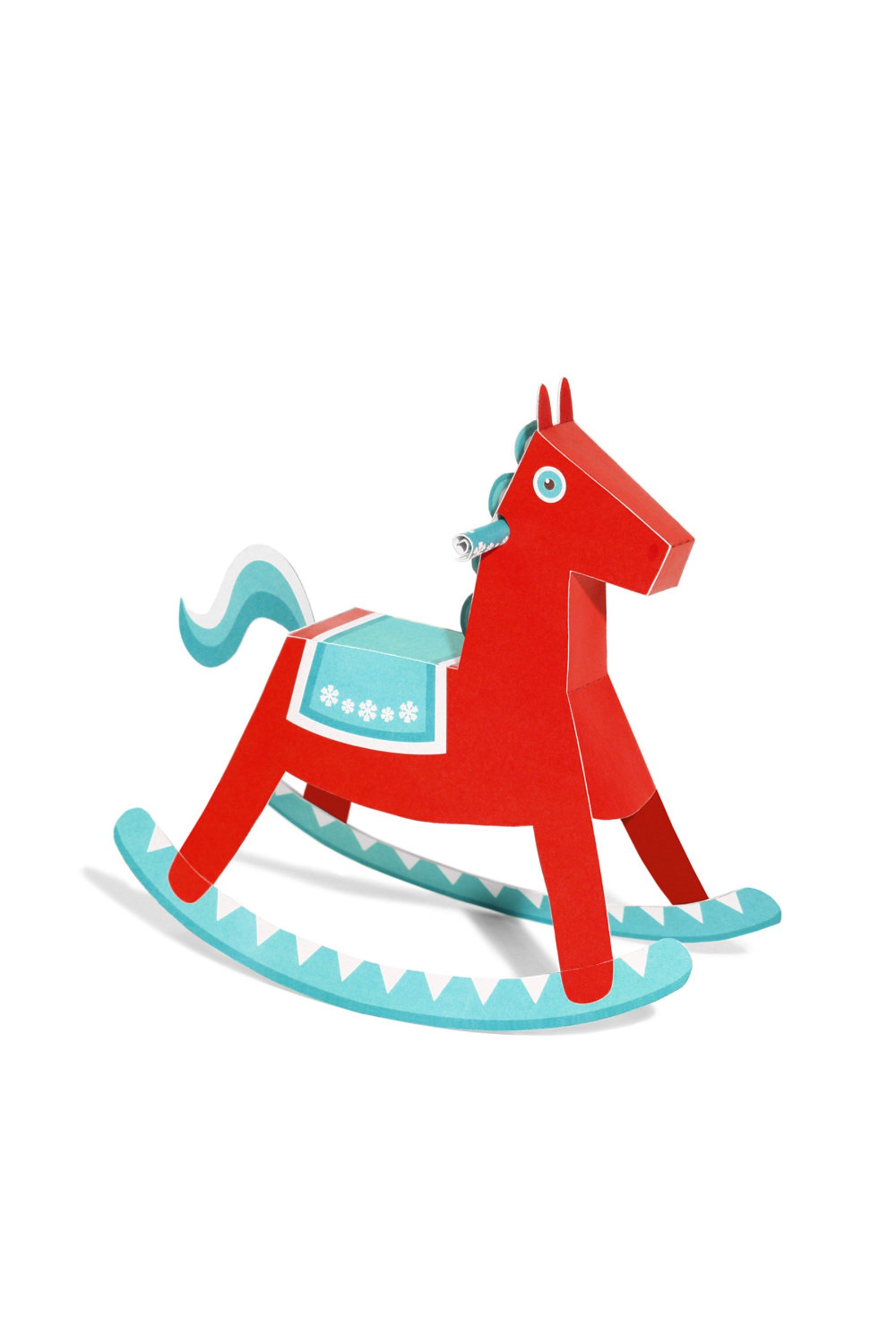 Rocking Horse Paper Toy Christmas Edition DIY Paper Craft - Etsy