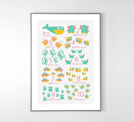FRENCH Numbers Poster With Animals From 1 to 10 BIG POSTER | Etsy