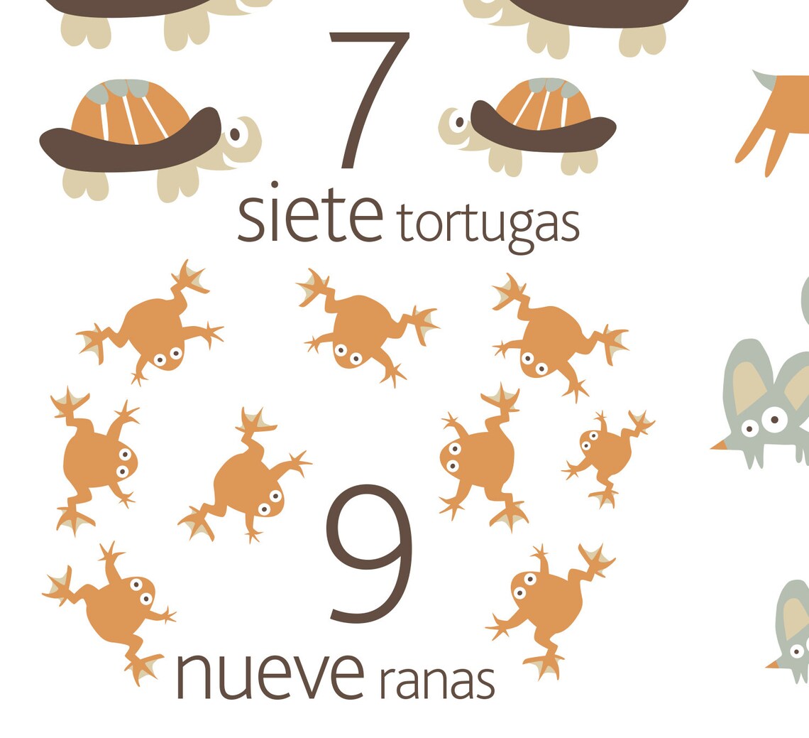 SPANISH Numbers Poster with animals from 1 to 10 BIG POSTER | Etsy