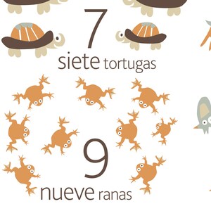 SPANISH Numbers Poster With Animals From 1 to 10 - BIG POSTER 13x19 ...