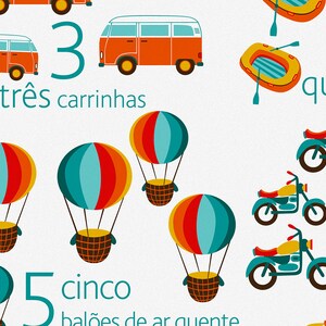 PORTUGUESE Transports Numbers Poster From 1 to 10 BIG POSTER 13x19 ...
