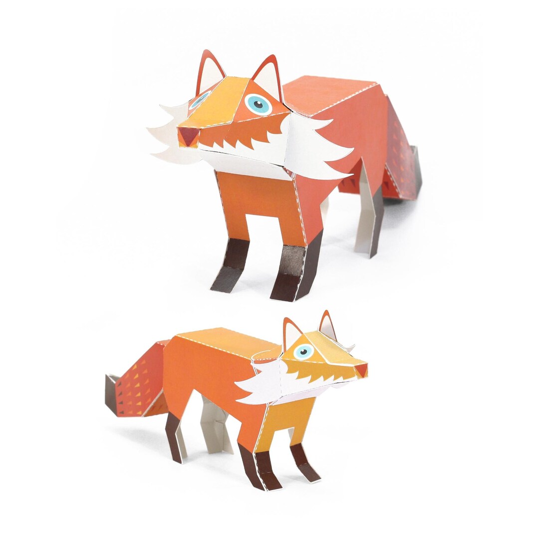 Maxi Fox Paper Toys: DIY 3D Paper Craft Kit - Etsy