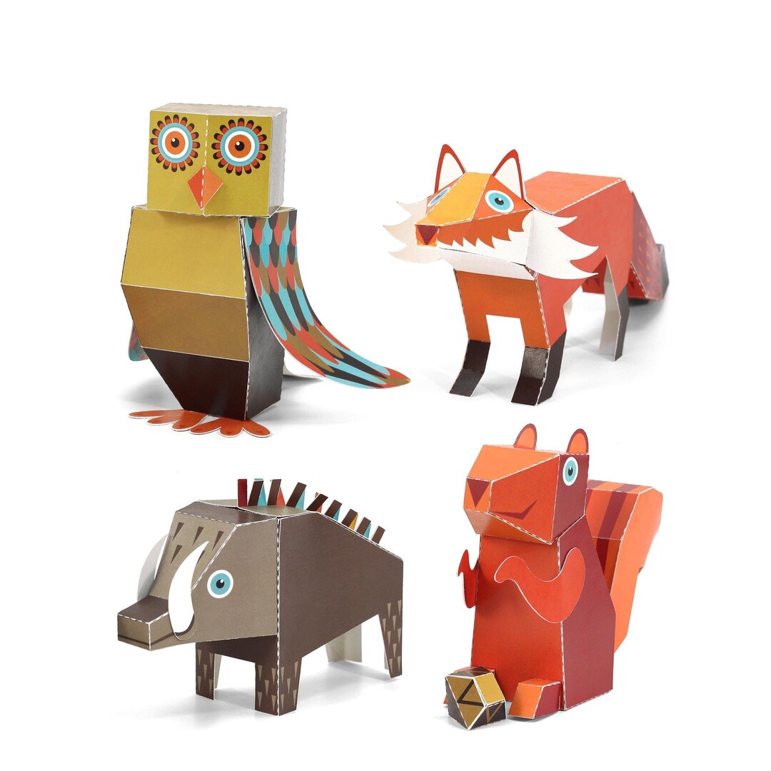 3D Forest Animals Paper Toys: DIY Craft Kit - Etsy