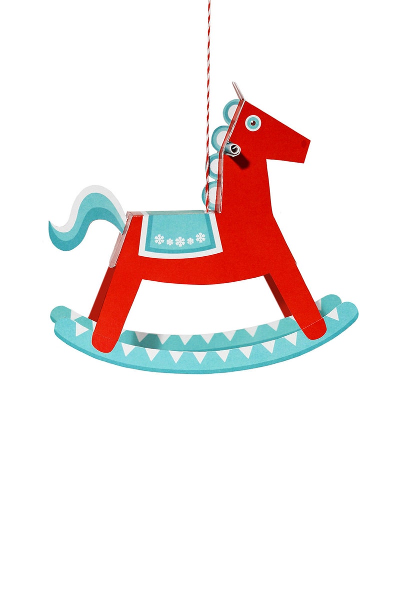 Rocking Horse Paper Toy Christmas Edition DIY Paper Craft - Etsy