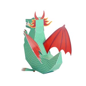 Green Dragon Paper Toy: DIY 3D Model Craft Kit - Etsy