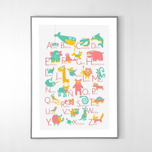SPANISH Alphabet Poster With Animals From A to Z, BIG POSTER 13x19 ...