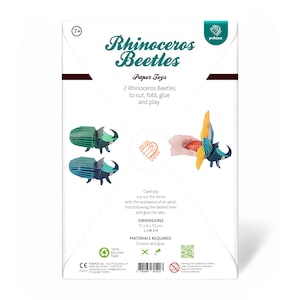 Rhinoceros Beetles Paper Toys - DIY Paper Craft Kit - 3D Paper Animals ...