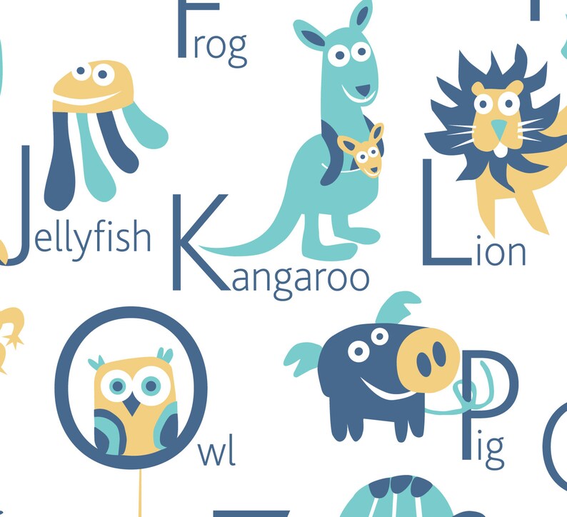 Personalized ENGLISH Alphabet Poster With Animals From A to Z | Etsy