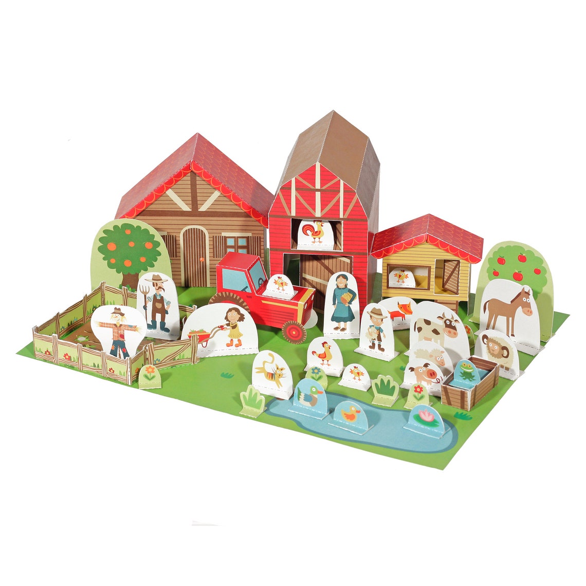 The Farm Paper Toy Paper Toy DIY Paper Craft Kit 3D - Etsy