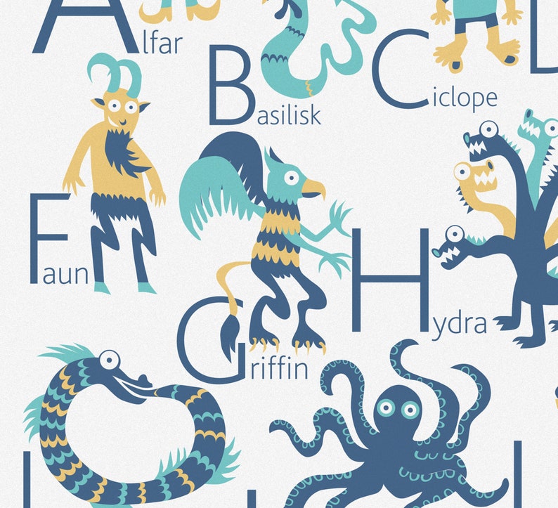 Monsters Alphabet Poster ENGLISH A to Z BIG POSTER 13x19 - Etsy
