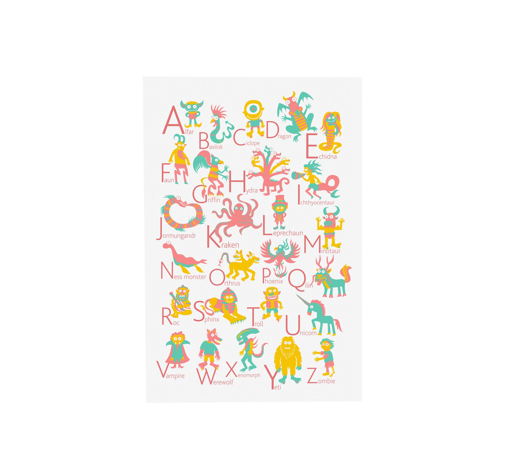 Monsters Alphabet Poster ENGLISH A to Z BIG POSTER 13x19 | Etsy