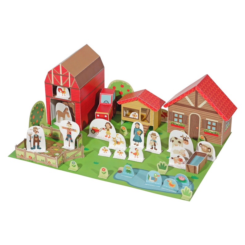 The Farm Paper Toy Paper Toy DIY Paper Craft Kit 3D - Etsy