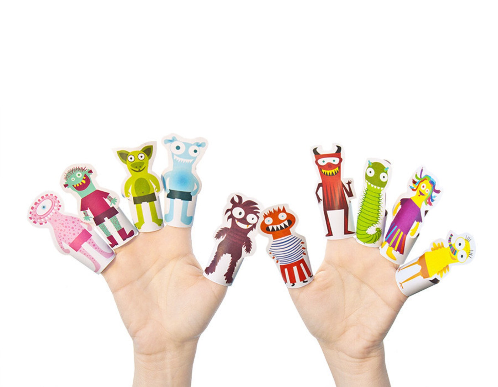 10 Monsters Paper Finger Puppets PRINTABLE PDF Toy DIY Craft Kit Paper ...