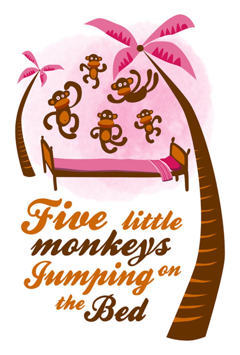 5 Little Monkeys Poster BIG POSTER 13x19 Inches Baby - Etsy