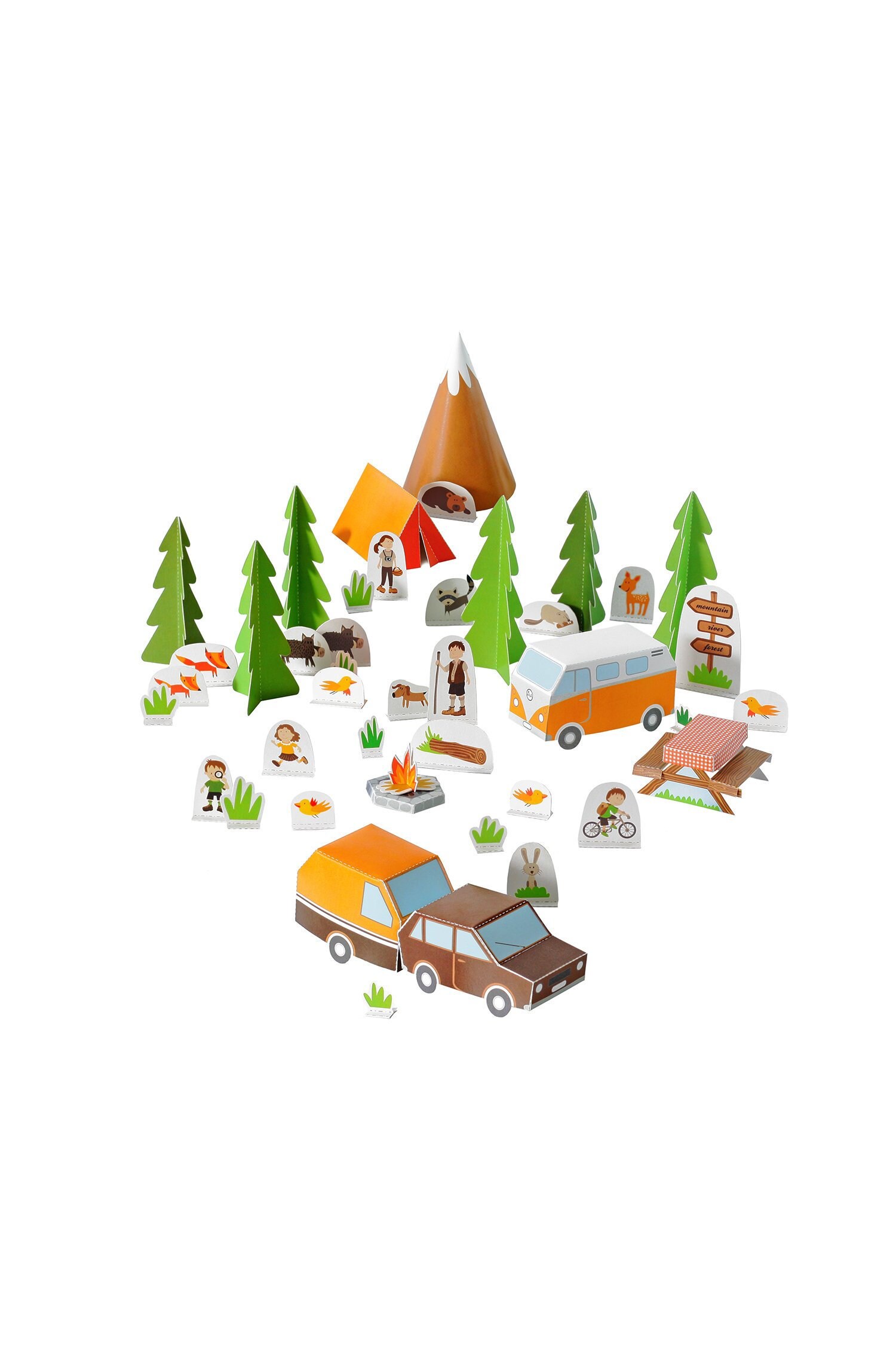 Camping Paper Toy DIY Paper Craft Kit Papercraft Kids | Etsy