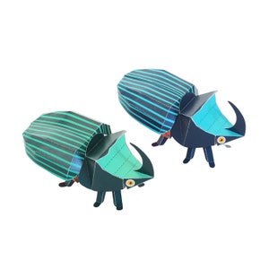 Rhinoceros Beetles Paper Toys DIY Paper Craft Kit 3D Paper Animals - Etsy