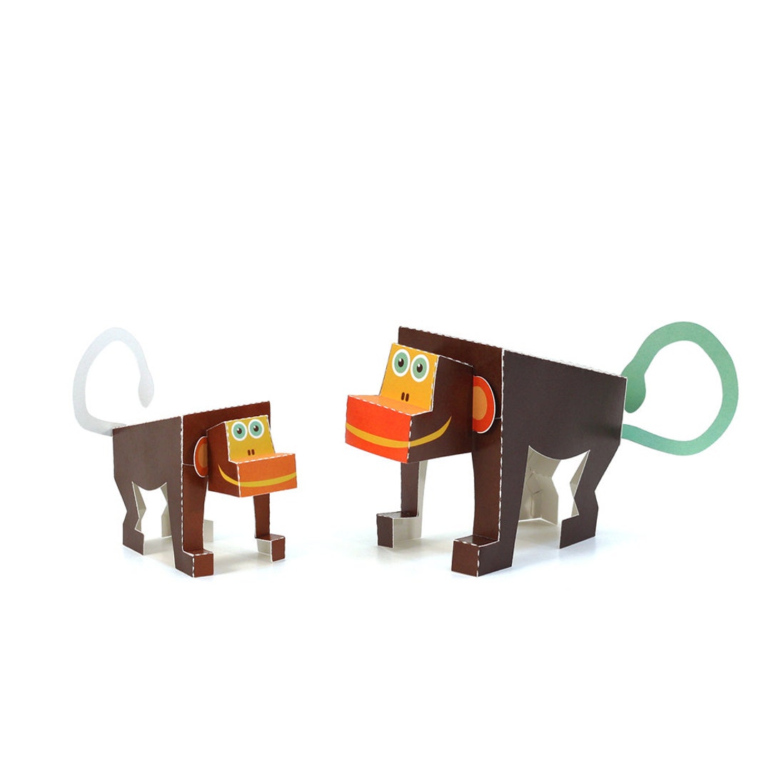 Maxi Monkey Paper Toys DIY Paper Craft Kit 3D Paper - Etsy