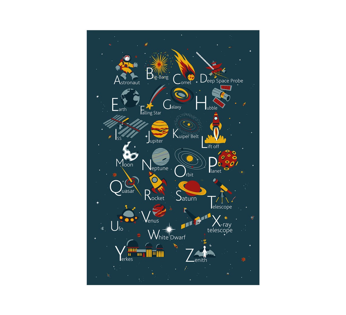 ENGLISH Space Alphabet Poster From A to Z BIG POSTER 13x19 - Etsy