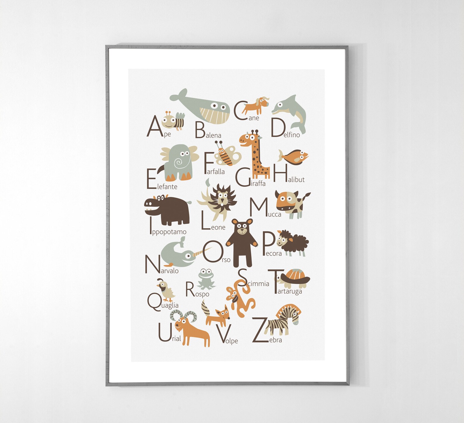ITALIAN Alphabet Poster With Animals From A to Z BIG POSTER - Etsy