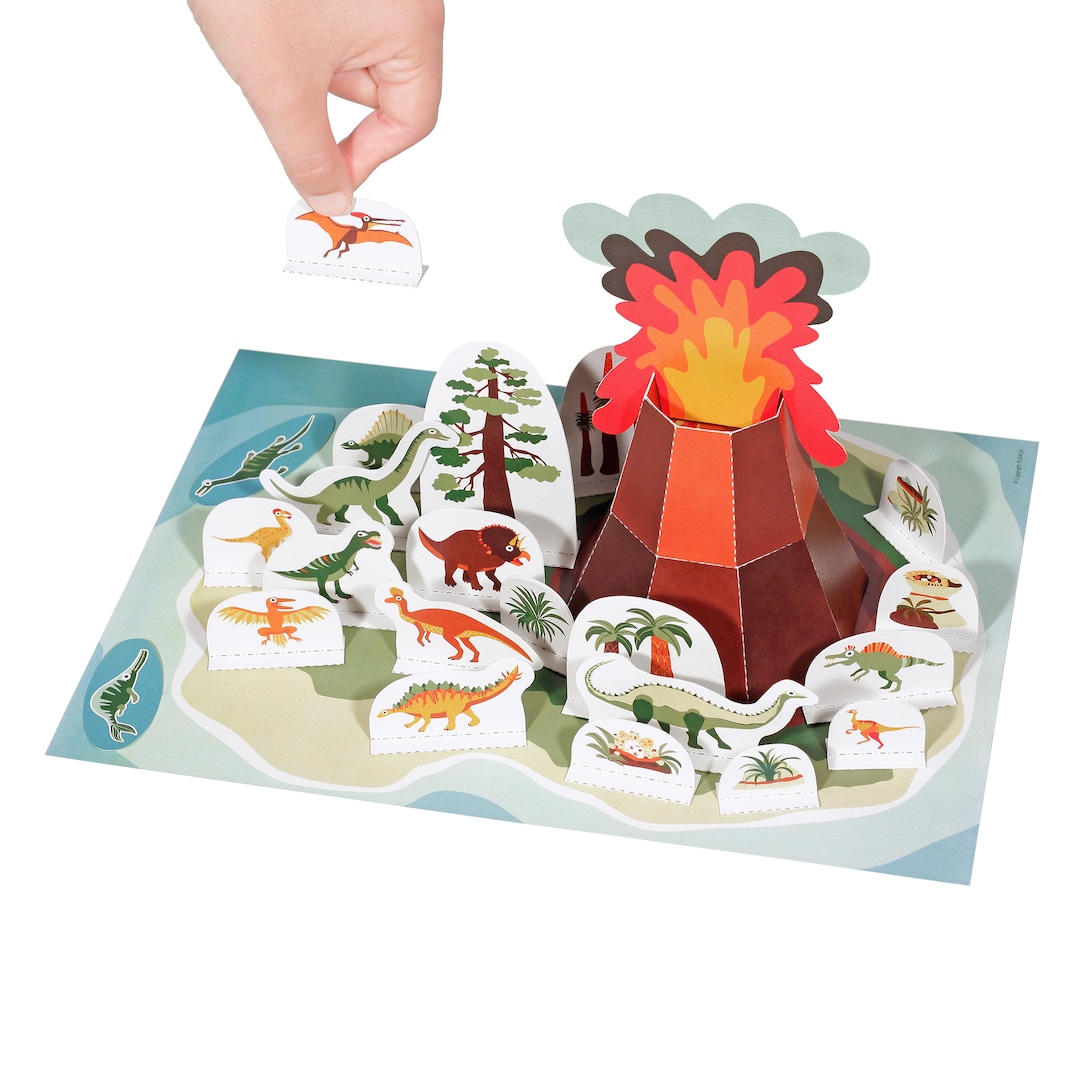 Dinosaur Island Paper Toy DIY Paper Craft Kit 3D Model Paper Figure ...