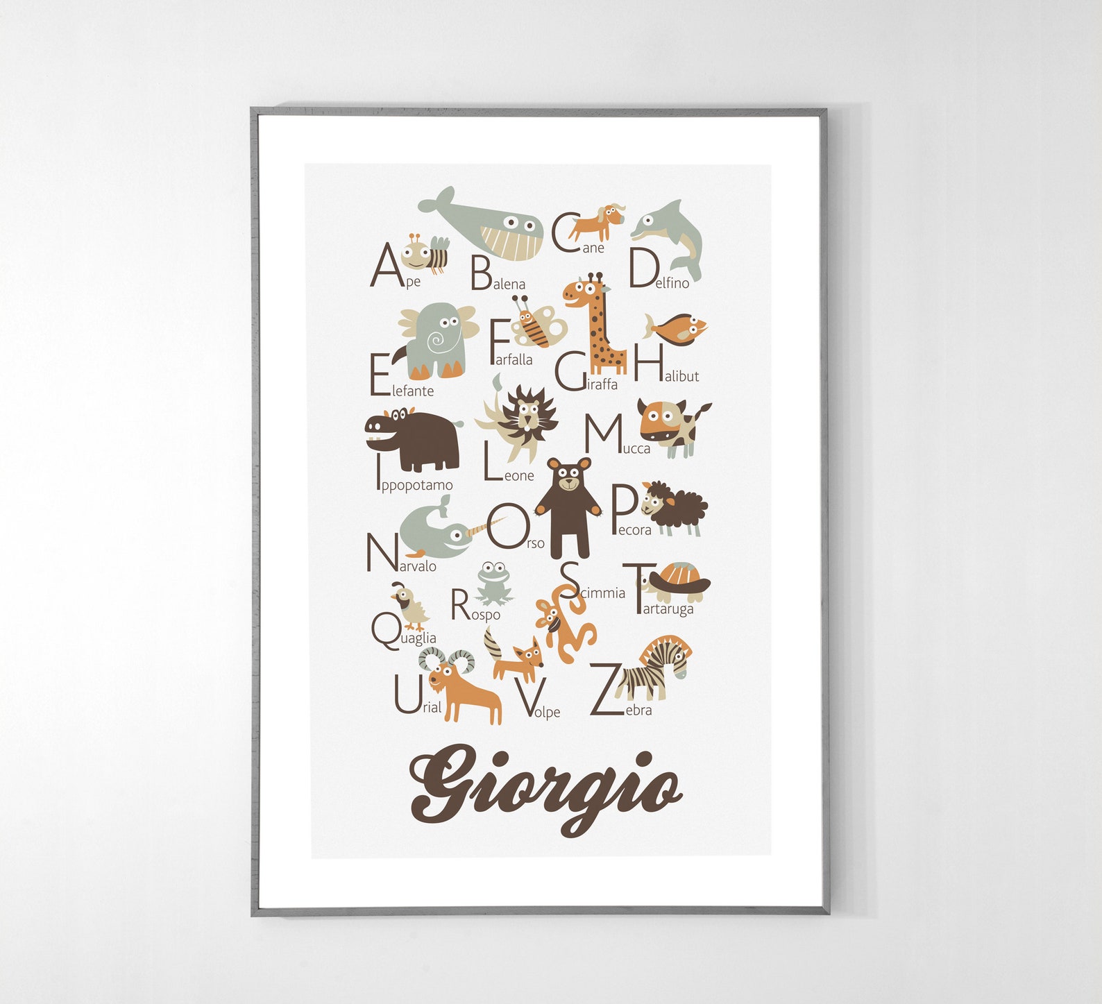 Personalized ITALIAN Alphabet Poster With Animals From A to Z - Etsy