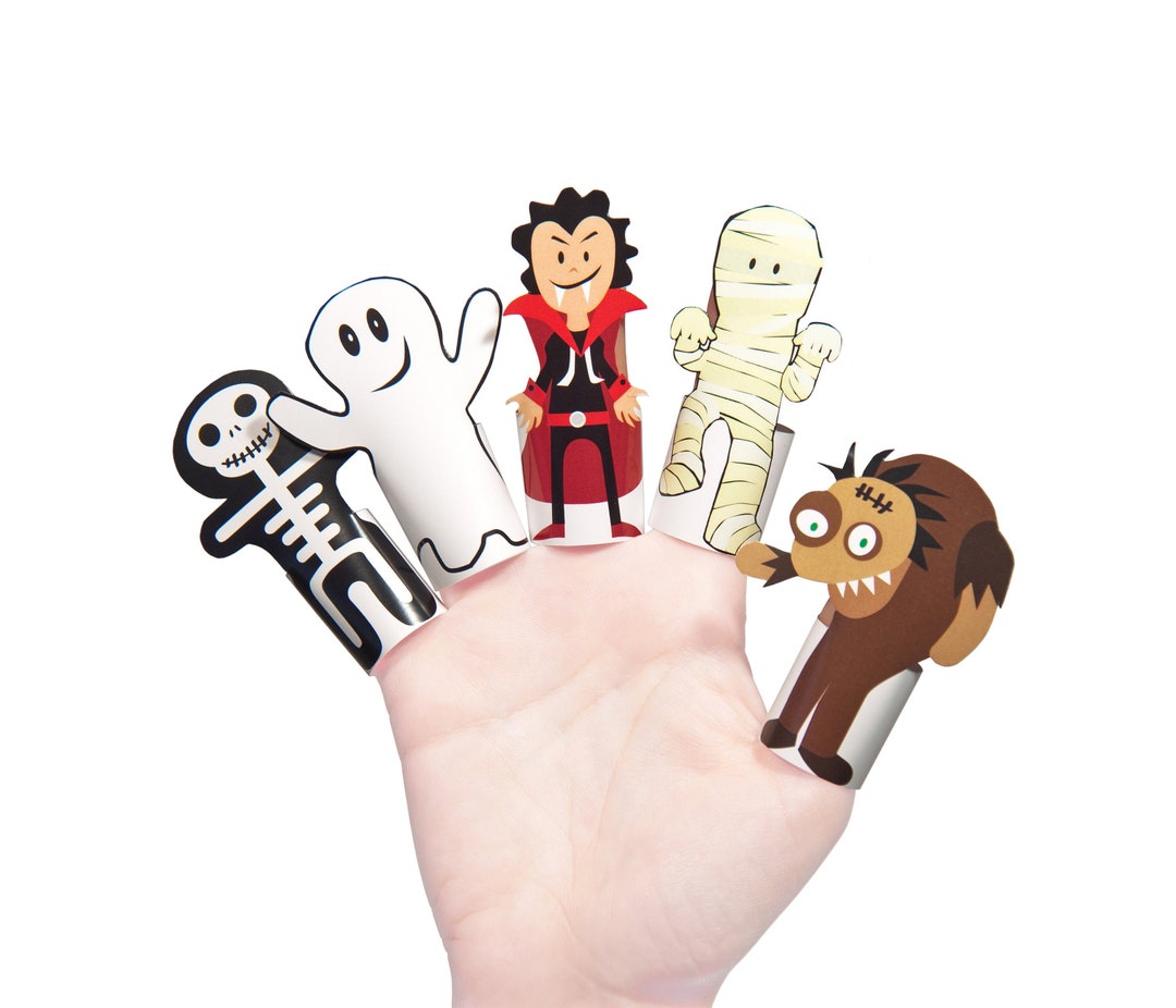 Halloween Monsters Paper Finger Puppets - Halloween Toy - DIY Craft Kit ...