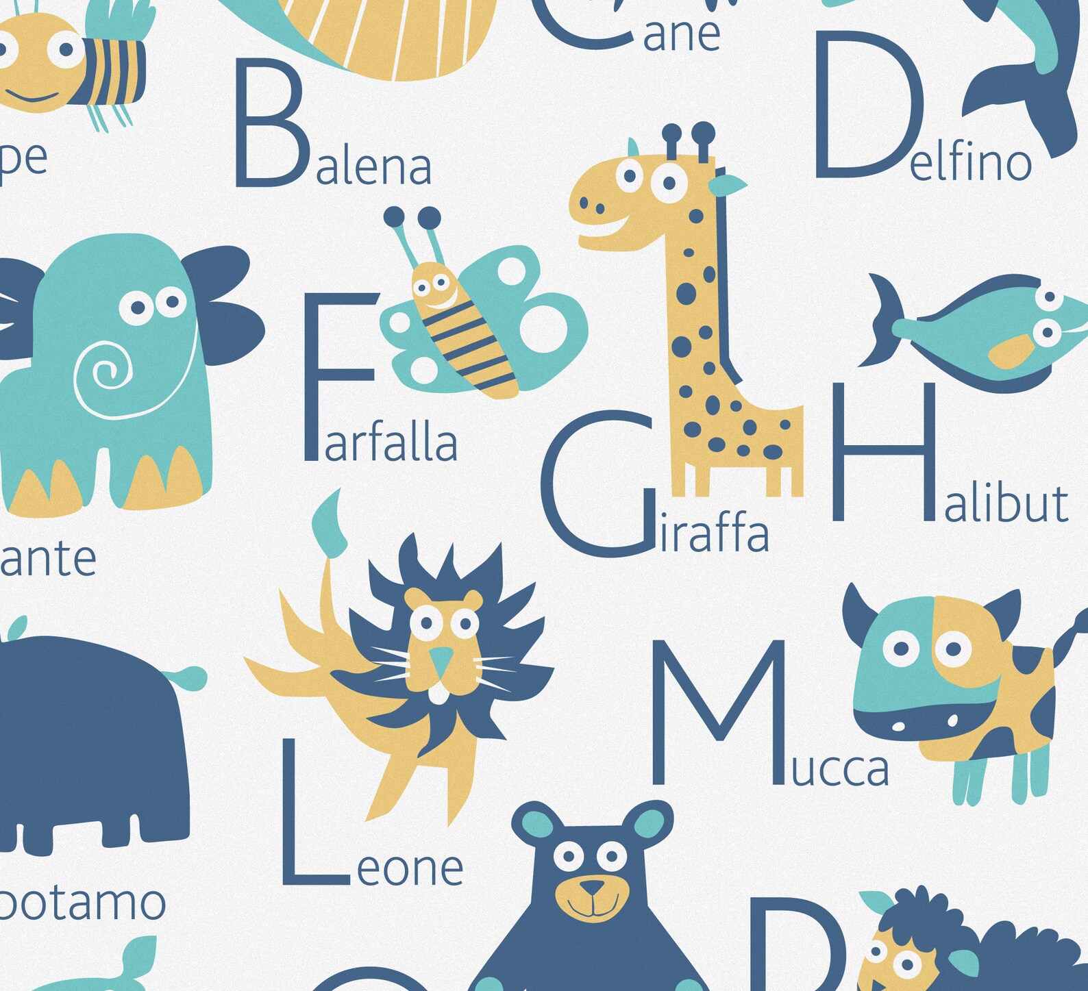 ITALIAN Alphabet Poster With Animals From A to Z BIG POSTER - Etsy