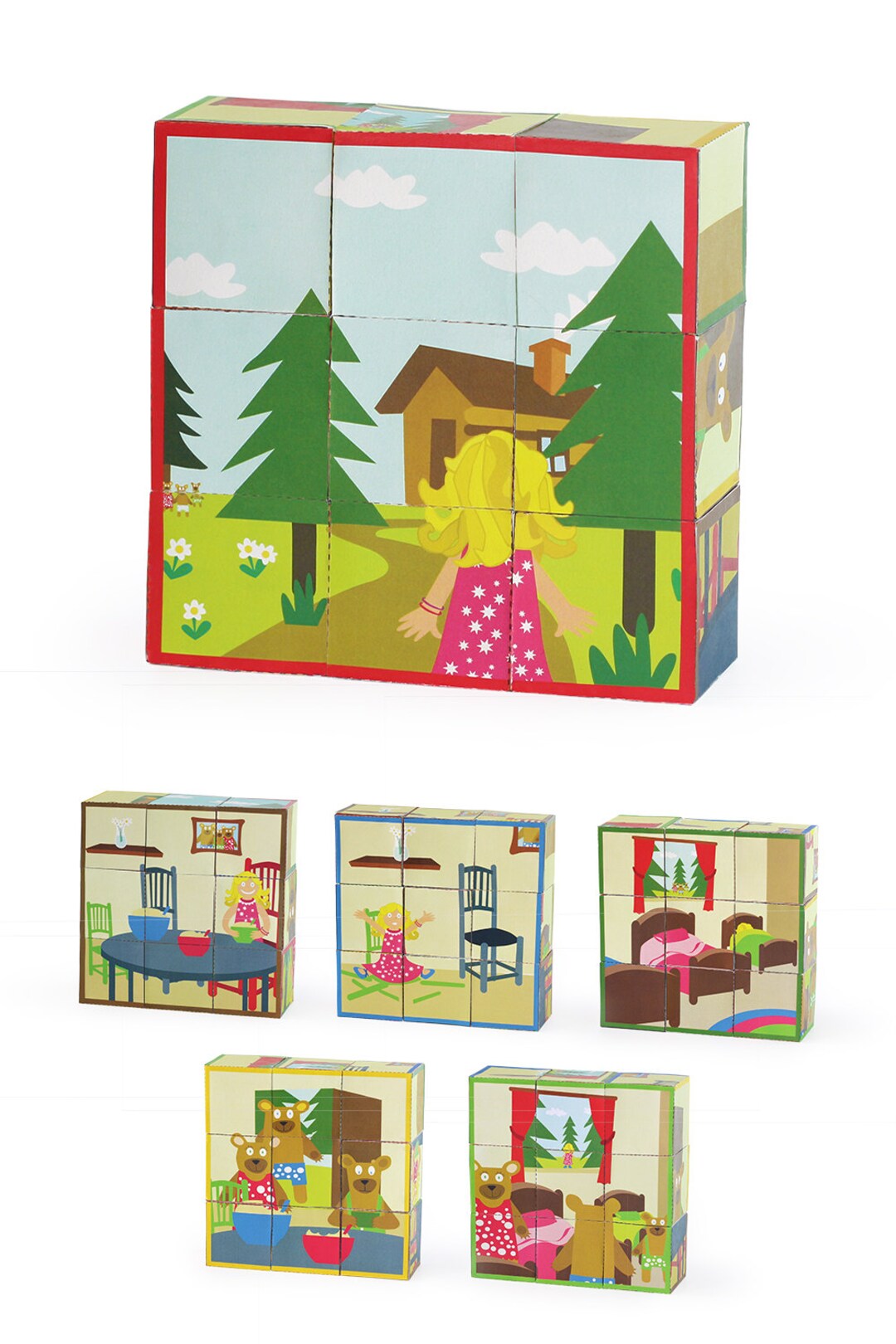 Goldilocks and the Three Bears DIY Paper Blocks Kit - PRINTABLE Paper ...