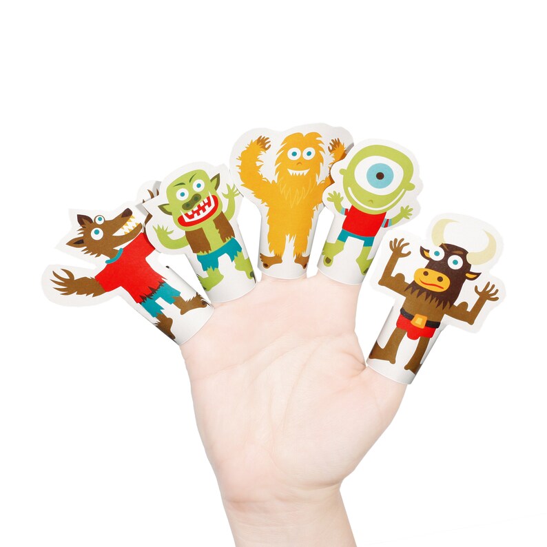 Mythological Monsters Paper Finger Puppets - DIY Craft Kit Paper Toy ...
