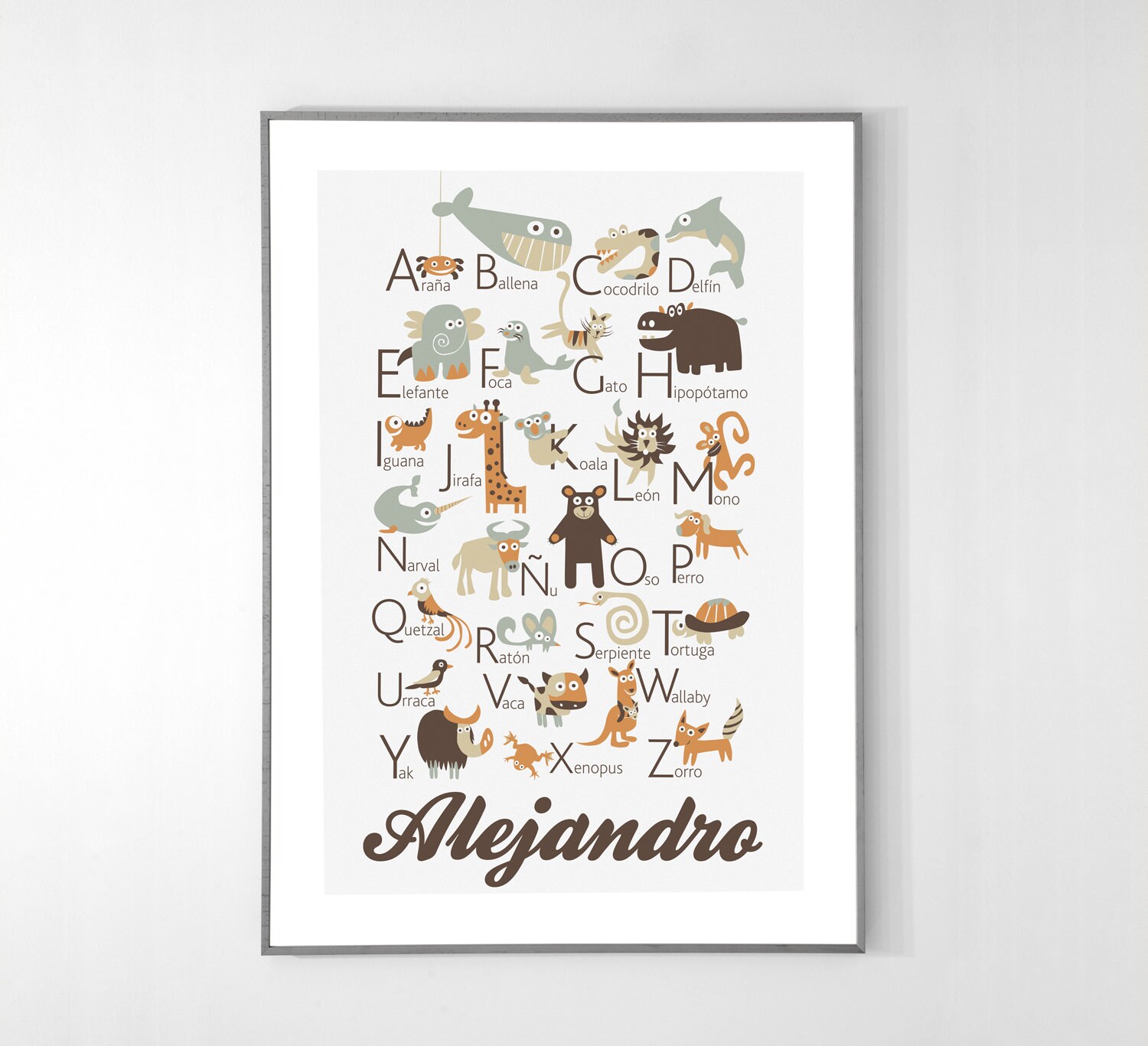 Personalized SPANISH Alphabet Poster With Animals From A to Z | Etsy