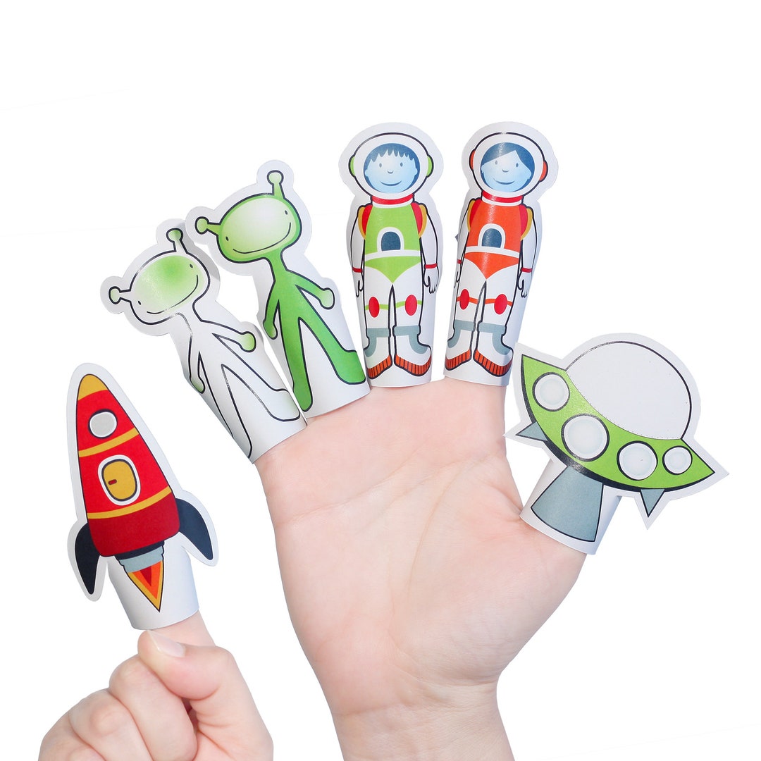Space Paper Finger Puppets - DIY Craft Kit Paper Toy - Birthday Party ...