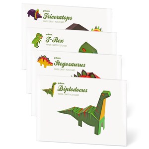 4 DINOSAURS Paper Craft Postcards T-rex Diplodocus - Etsy