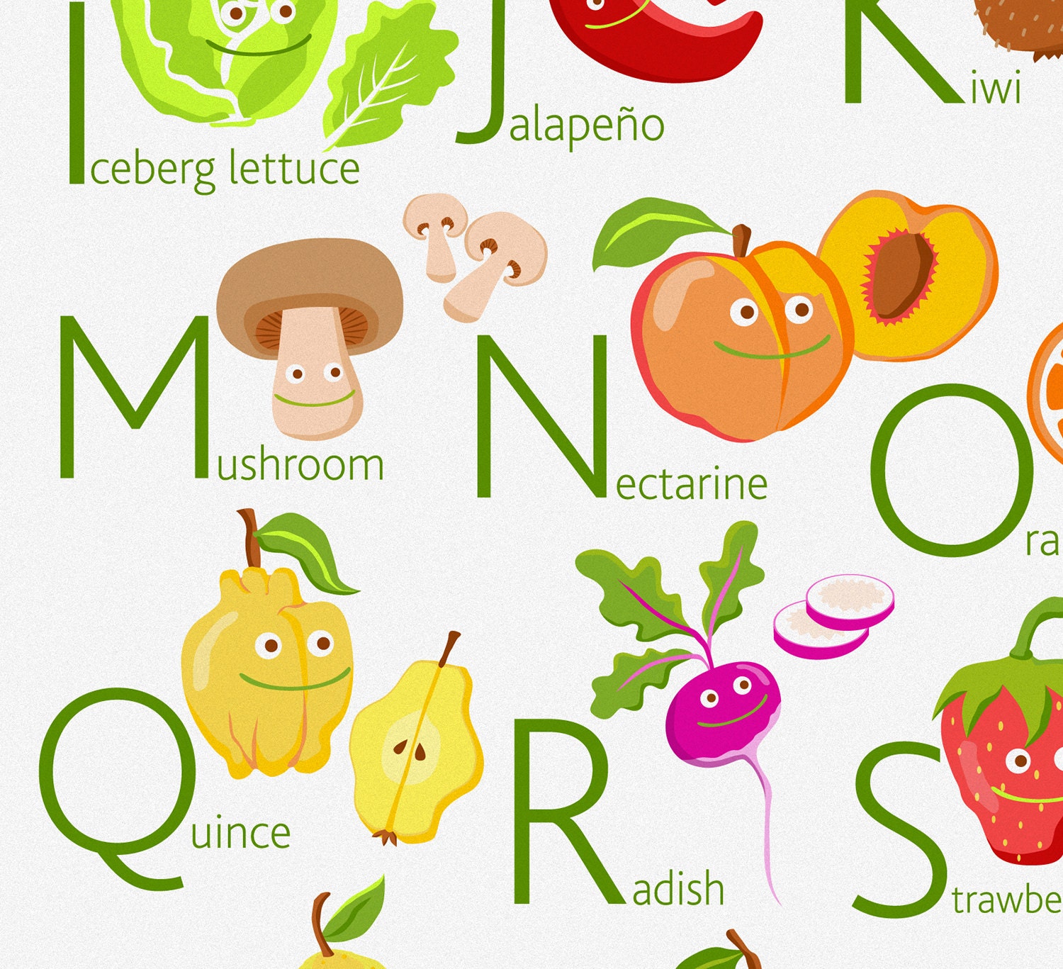 Fruits and Vegetables ENGLISH Alphabet Poster From A to Z BIG - Etsy