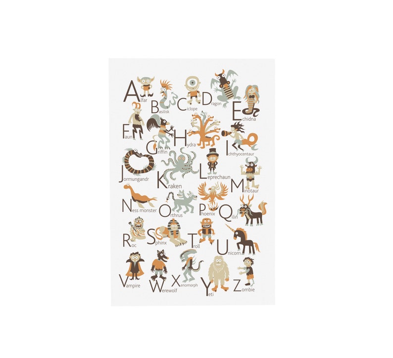 Monsters Alphabet Poster ENGLISH A to Z BIG POSTER 13x19 - Etsy