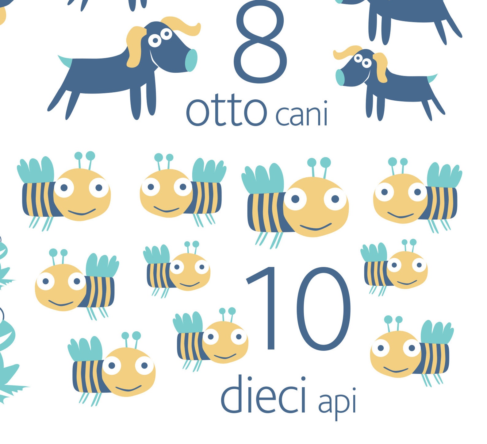 ITALIAN Numbers Poster with animals from 1 to 10 BIG POSTER | Etsy