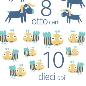 ITALIAN Numbers Poster With Animals From 1 to 10 - BIG POSTER 13x19 ...
