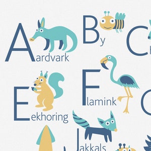AFRIKAANS Alphabet Poster With Animals From A to Z, BIG POSTER 13x19 ...