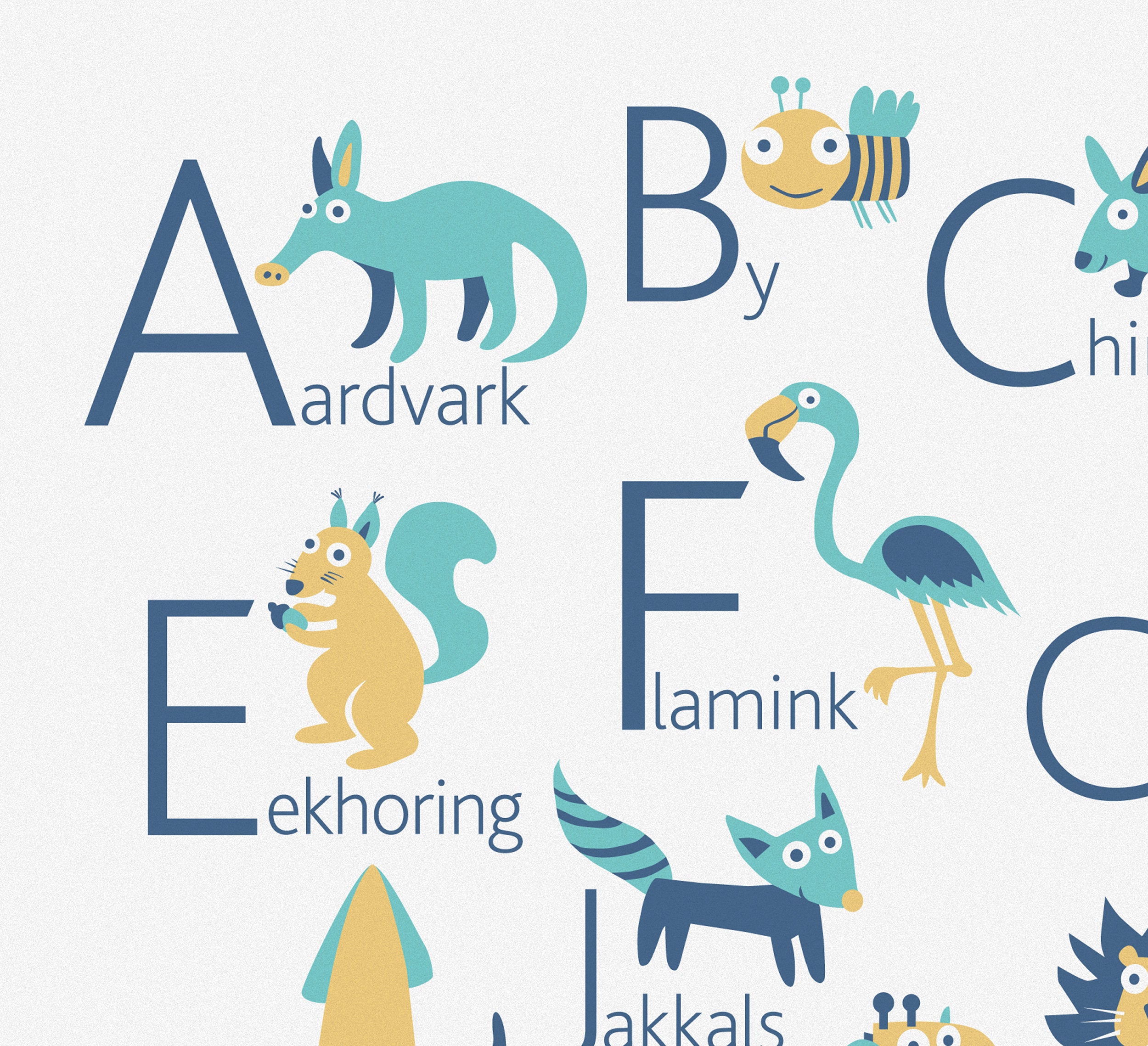 AFRIKAANS Alphabet Poster With Animals From A to Z, BIG POSTER 13x19 ...