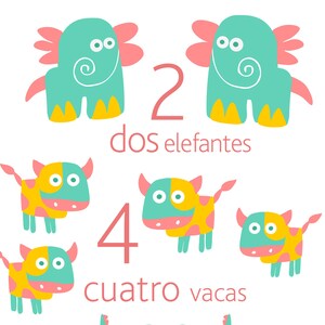 SPANISH Numbers Poster With Animals From 1 to 10 - BIG POSTER 13x19 ...