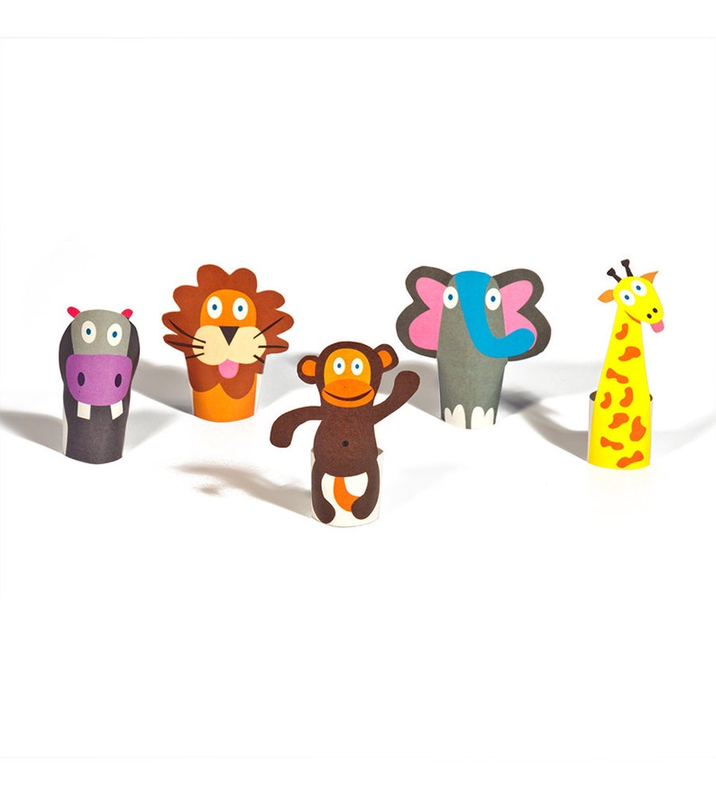 Jungle Animals Paper Finger Puppets - PRINTABLE PDF Toy - DIY Craft Kit ...
