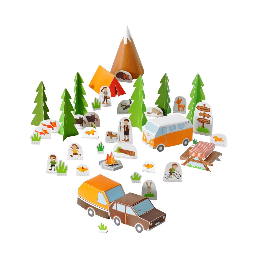 Camping Paper Toy DIY Paper Craft Kit Summer Outdoors School Project - Etsy