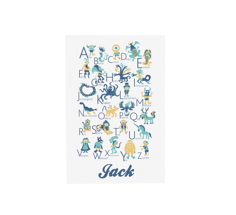 Personalized Monsters Alphabet Poster ENGLISH A to Z BIG | Etsy